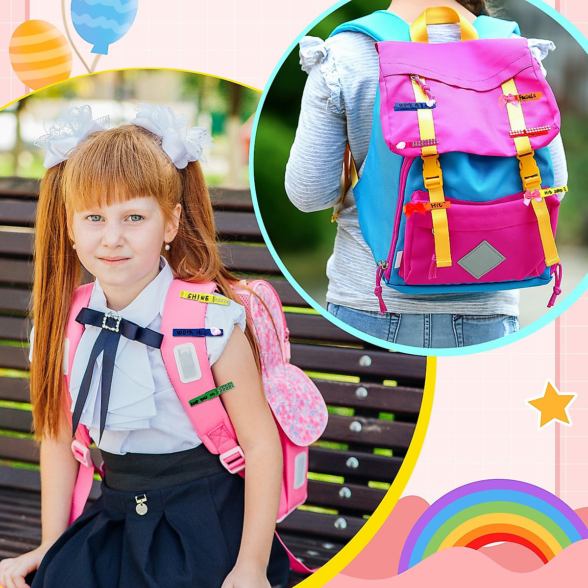 Dingion 60 Set Cheer Pins Spirit Clips Include 60 Wooden Cheer Clothes Pins 30 Mini Resin Ducks 30 Mini Bows and Self Adhesive Stickers Pen Glue Ribbon for Cheerleading Backpacks Cheer Gifts(Colorful)