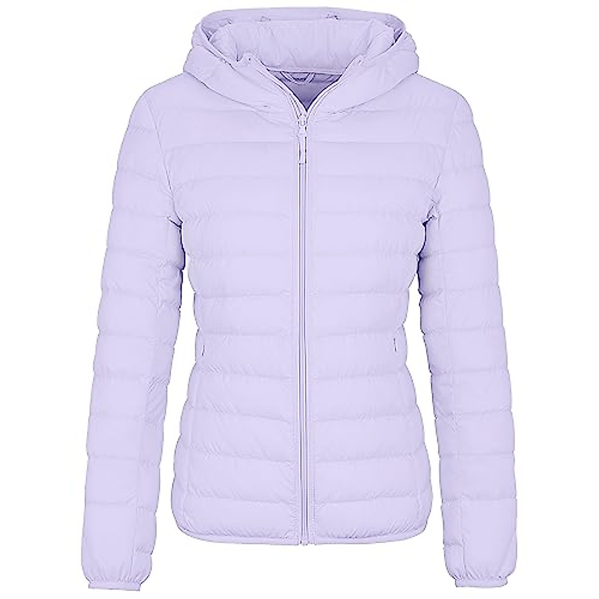 wantdo Women's Hooded Puffer Jacket Packable Winter Coat(Lavender, Small)