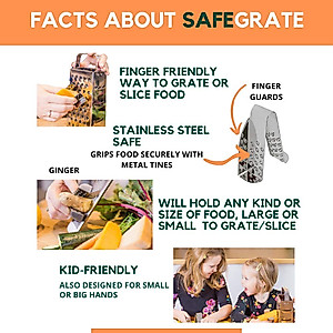 SAFEGRATE Grater Finger Guard for Cutting Vegetables/Grating with Mandoline Slicer/Vegetable Slicer, Stainless Steel Finger Protector for Cutting Food, Dishwasher Safe Finger Guards for Cutting