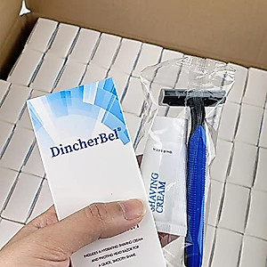 Disposable Razors in Bulk Shaving Kit Twin Blade Razors and Cream(12g), Individually Wrapped Toiletries Amenities for Hotel, Airbnb, Homeless, Shelter, Camping and Travel (100 Pack)