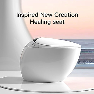 Space Capsule Smart Toilet, Featuring Automatic Opening And Closing, Automatic Flushing, Foot Sensor Flushing, LED Light, Heated Seat and Multi-Functional Remote Control, Tankless Bidet Toilet