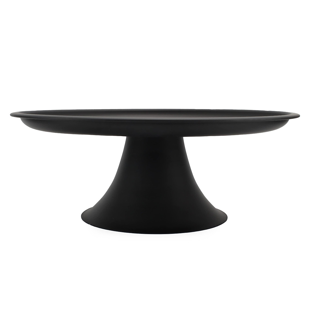 AuldHome Rustic Black Cake Stand, Farmhouse Enamelware Round Pedestal Cake Stand, Distressed Vintage Style