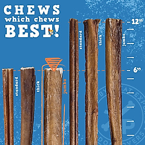 Jack&Pup 6" Bully Sticks for Dogs | Jumbo Odor Free Bully Sticks for Large Dogs | All Natural Beef Pizzle Sticks (Jumbo, 6 Pack)