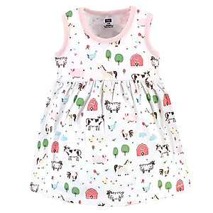 Hudson Baby baby girls Cotton and Cardigan Set Casual Dress, Farm Animals, 2T US