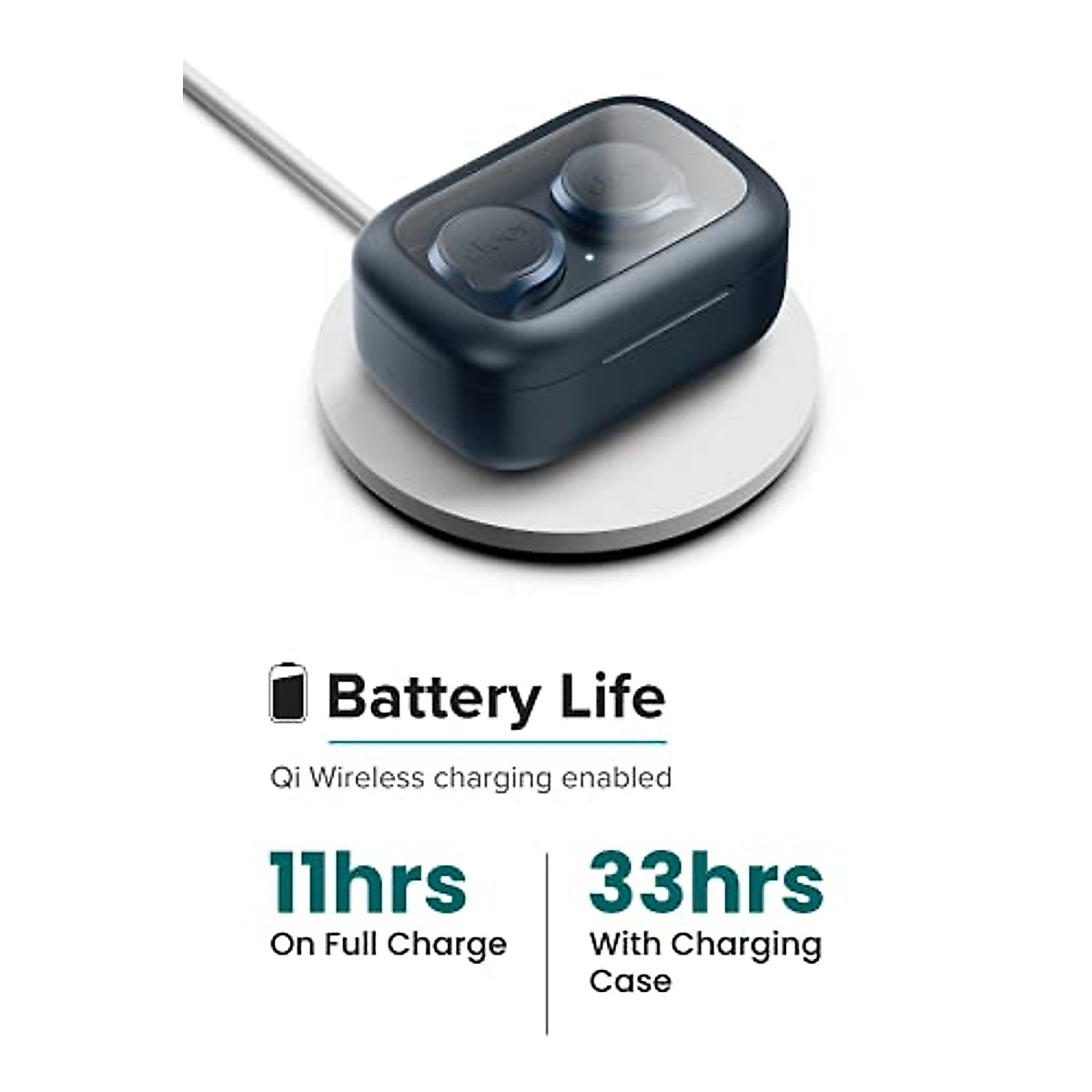 Cleer Audio Ally Plus II True Wireless Noise Cancelling Earbuds, Long Lasting 33 Hour Battery, Best Bluetooth Earbuds, Smart Controls Mobile App, Midnight Blue
