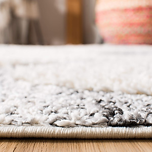 SAFAVIEH Moroccan Tassel Shag Collection Accent Rug - 3' x 5', Grey & Ivory, Boho Design, Non-Shedding & Easy Care, 2-inch Thick Ideal for High Traffic Areas in Foyer, Living Room, Bedroom (MTS664G)