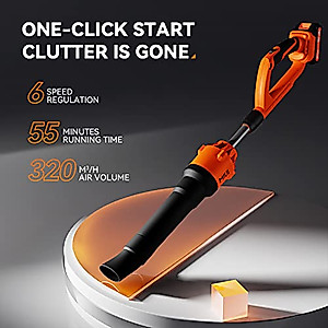 MIUI Leaf Blower - Cordless with Battery and Charger, Electric Cordless Leaf Blower 6 Speed Mode, Battery Powered Handheld Blowers for Lawn Care, Patio, Blowing Leaves and Snow