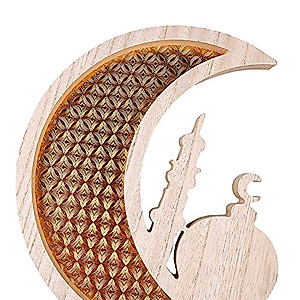 PTYQU Wooden Star Moon Shaped Ramadan Tray, Marble Pattern Tableware Tray Eid Mubarak Party Serving Wood Display Decoration Home Ornament (Gold)