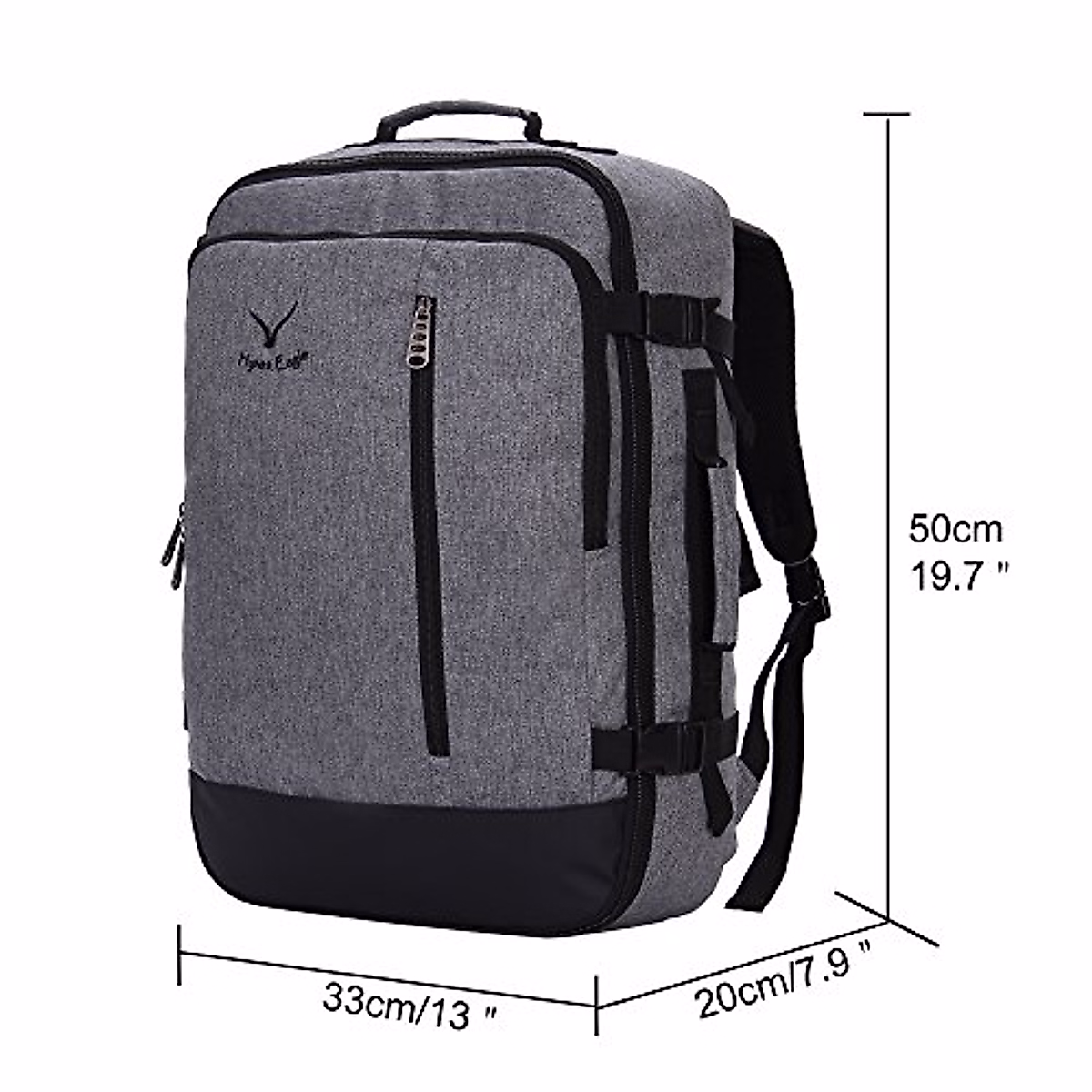 Hynes Eagle Carry on Backpack 38L Large Travel Backpack for Women Flight Approved Weekender Bag Laptop Backpack Men 15 inches Black Grey with Grey 3PCS Packing Cubes