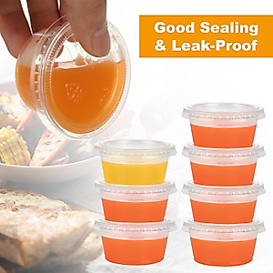 500 Sets - 2oz ] Jello Shot Cups Plastic Portion Cups with Lids, Small Condiment Containers Disposable Dipping Sauce Cups for Salad Dressing, Clear Souffle Cups for Souffle, Food Samples, Lunch, Par