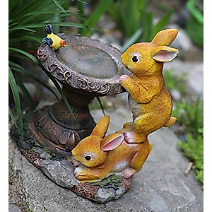 SDBRKYH Rabbit Model Decoration, Animal Solar Light Creative Garden Outdoor Night Light Resin Painted Craft Garden Landscaping Home Decoration