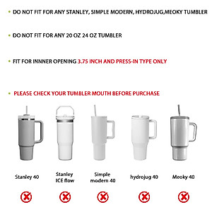 Zukro Replacement Lid for 50 oz & 40 oz Reduce Tumbler, Fit for 42 oz, 35 oz, 30 oz Yeti Rambler Tumbler, Leakproof 2-in-1 Flip Straw Lid, Press-in, Fit for Hydrapeak 40 oz tumbler, Black