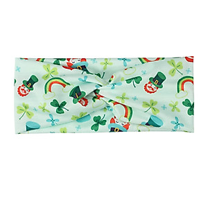 Budsmile St. Patrick’s Day Headbands for Women Girls Teens Green Shamrock Leprechaun Hat Hairbands Rainbow Heart Lips Elastic Head Wrap