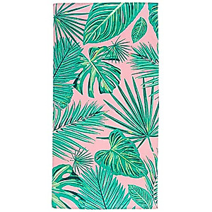 Sun Sprouts 100% Cotton Beach Towel Palm Leaves Pattern for Kids & Toddler. Bath, Pool, Camping, Travel Towel for Boys & Girls. 30” x 60” Quick-Dry & Super Absorbent Beach Blanket