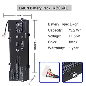 KB06XL Laptop Battery Compatible with HP Spectre X360 15-BL002XX 15-BL000NA 15-BL030NG Z6L01EA Z6K99EA Series BL000NA BL000NL BL001NX BL012DX BL101NG KBO6XL TPN-Q179 902401-2C1 902499-855 HSTNN-DB7R