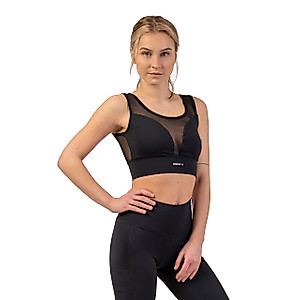 NEBBIA Black Mesh Design Breathe Sports Bra 412