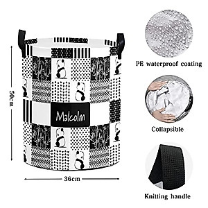 Patchwork Bear Tree Personalized Laundry Hamper with Handles Waterproof,Custom Collapsible Laundry Bin,Clothes Toys Storage Baskets for Bedroom,Bathroom Decorative Large Capacity 50L