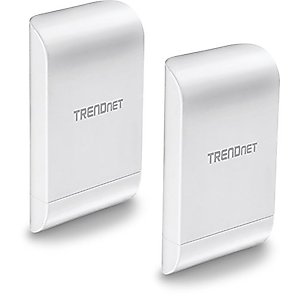 TRENDnet 10dBi Wireless N300 Outdoor PoE Pre-configured Point-to-Point Bridge Bundle Kit, TEW-740APBO2K, 2 x Pre-configured Wireless N Access Points, IPX6 Rated Housing, Built-in 10 dBi Antennas white