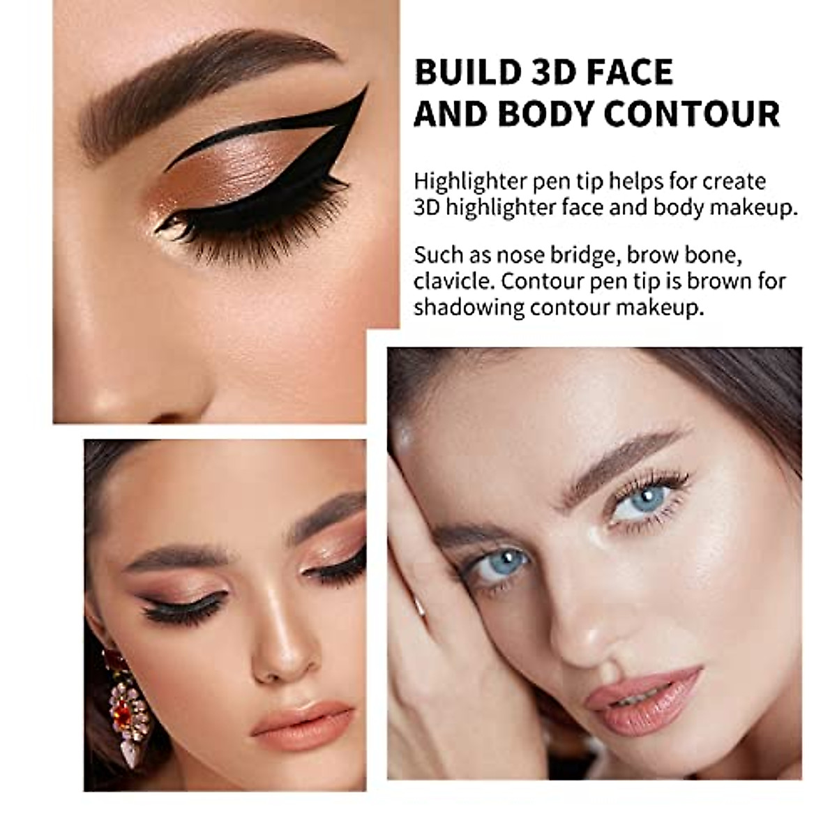 FREEORR 8 Colors Highlight Contour Stick, 2 in 1 Body Makeup Shding Stick, Face Highlighters Sticks,4 Packs Contouring Highlighting Foundation Shadow Cream Pen