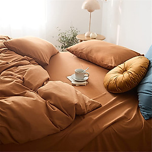 Zipper Halloween Bedding Brunt Orange Duvet Cover Queen Full Pumpkin Duvet Cover Set Fall Rust Orange Comforter Cover Zipper Tie 1 Duvet Cover 2 Pillow Shams,Aesthetic Bedding Full, No Comforter