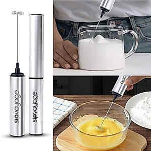 Rechargeable Milk Frother Handheld - 2 Whisks/2 Speed Coffee Frother Rechargeable - One Touch Drink Mixer, Hand Held Frother Wand, Nano Foam Maker for Lattes, Matcha, & Butter, Coffee Stirrers