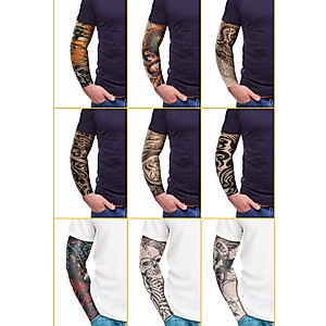 18 Pcs Tattoo Sleeves for Men Arm Sleeves Temporary Tattoo Sleeves Set Arts Fake Tattoo for Women to Cover Arms (Vivid Pattern,Medium)