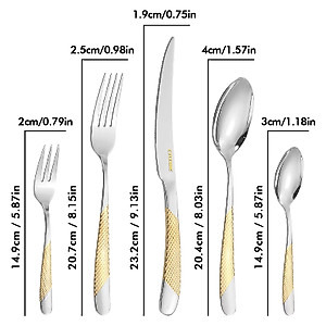 CTCCORC 40-Piece Silverware Set, Luxury Gold Silverware Kitchen Flatware Sets Service for 8, Premium Cutlery Utensil Set with Dinner Knife Spoon Fork Set, Durable Stainless Steel Tableware Sets