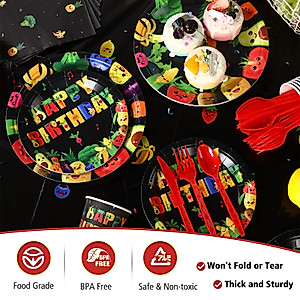 Zhehao 171 PCS Dancing Fruit Party Decorations Include Fruit Birthday Tableware Set Fruit Theme Banner Summer Fruit Party Tablecloths for Dancing Fruit 1st Birthday Baby Shower Party Supplies Decor