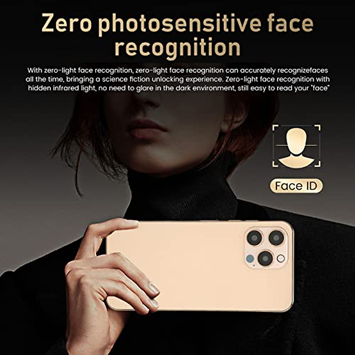 Zunate I13 Pro Max Unlocked Smartphone, 6.1in IPS Ultra HD 4G Mobile Phone with 4GB 128GB, 4000mAh, 8MP 16MP, Face Recognition, GPS, Senior Phone for Android 11(Gold)