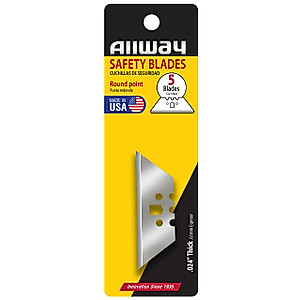ALLWAY RKB5 3-Notch Carbon Steel Utility Knife Blades, Sharp Point, 5 Pack