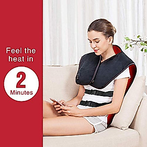 Snailax Heating Pad for Neck and Shoulders,Large Heating Pads for Back Pain Relief, Electric Back Heated Wrap,Fast Heat Pad with Massager & 5 Massage Mode, Auto Shut Off,Gifts for Women,Men