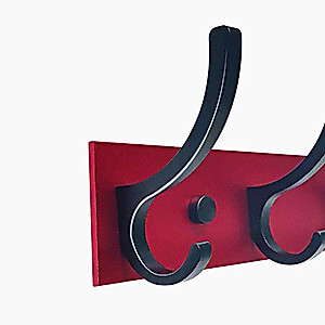 UDENIS Wall Mounted Coat Rack,6 Double hoook,Coat Hat Robe Towel Hanger for Bathroom,Entryway,Bedroom,Kichten,Closet,Heavy Duty Aluminum (Red)