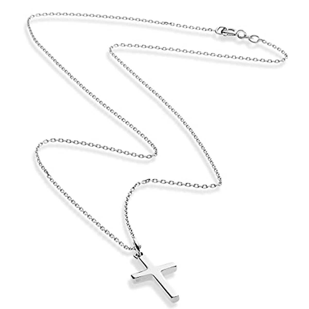 Miabella Italian 925 Sterling Silver or 18Kt Yellow Gold Over Silver Cross Necklace for Women, Small Cross Pendant on 18 Inch Chain Made in Italy (sterling silver)