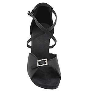 Very Fine Womens Dance Shoe CLC1636 Latin Salsa Ballroom Waltz Black Satin 3-inch Heel M 6.5