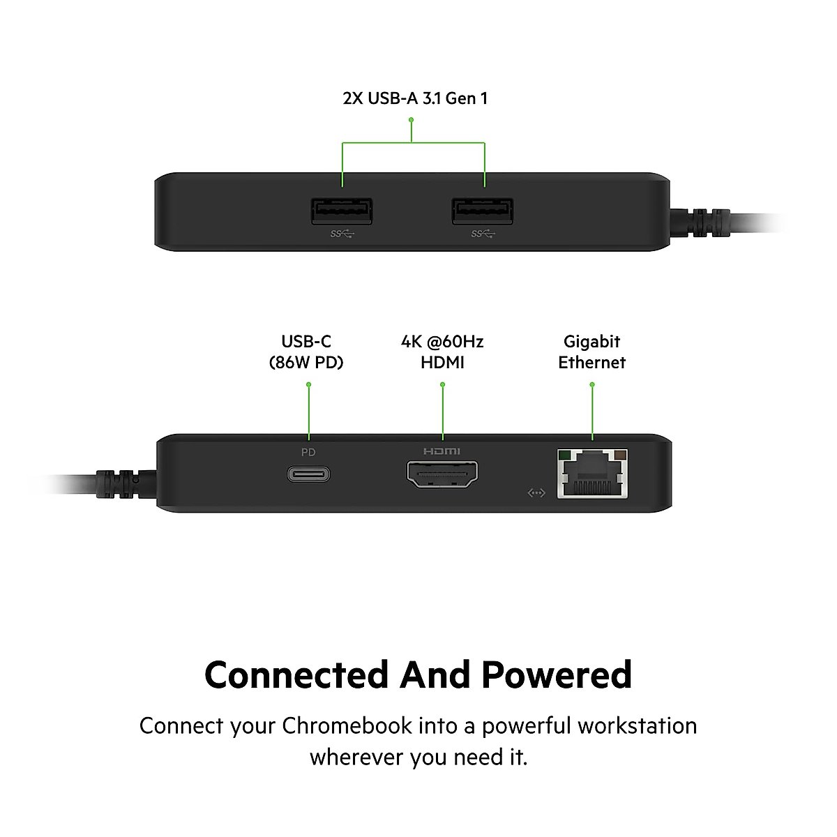 Belkin 5-in-1 Powered USB-C & USB Hub, USB-C Docking Station w/ 2 USB-A Ports, 1 USB-C Port, Ethernet, & 4K HDMI Port, Compatible with MacBook, Chromebook & Other USB-C Devices
