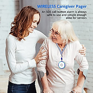 Caregiver Pager, METAK SOS Alert Button Nurse Call System for Seniors, Patients, Disabled or Elderly Monitoring at Home with 58 Chimes and up to 120dB Lound Volume