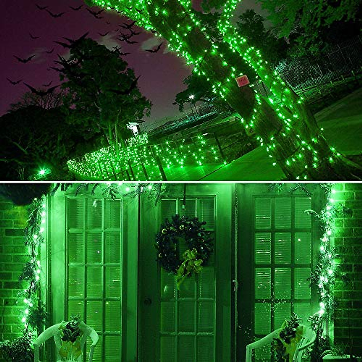 LALAPAO Solar Lights Halloween Outdoor Decor 72ft 200 LED 8 Mode Solar Powered String Lights Waterproof for Indoor Garden Party Patio Home Wedding Lawn Christmas Tree Decorations (Green)