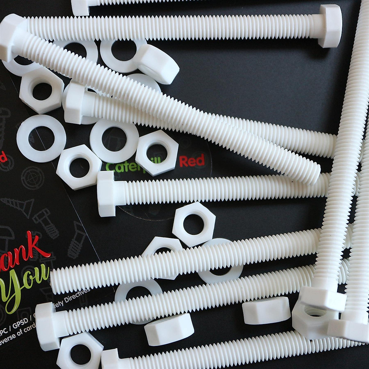 10 x White Hexagon Head Screws Polypropylene (PP) Plastic Nuts and Bolts, Hex Head, Washers, M8 x 100mm, Fastener, Anti-Corrosion, Chemical Resistant, (5/16 x 3 15/16 in)