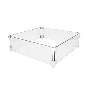 FixtureDisplays® Fire Pit Wind Guard 20 x 20 Inch Fire Pit Wind Guard Square 8 mm Thickness Fire Pit Glass Wind Guard 997G-2D