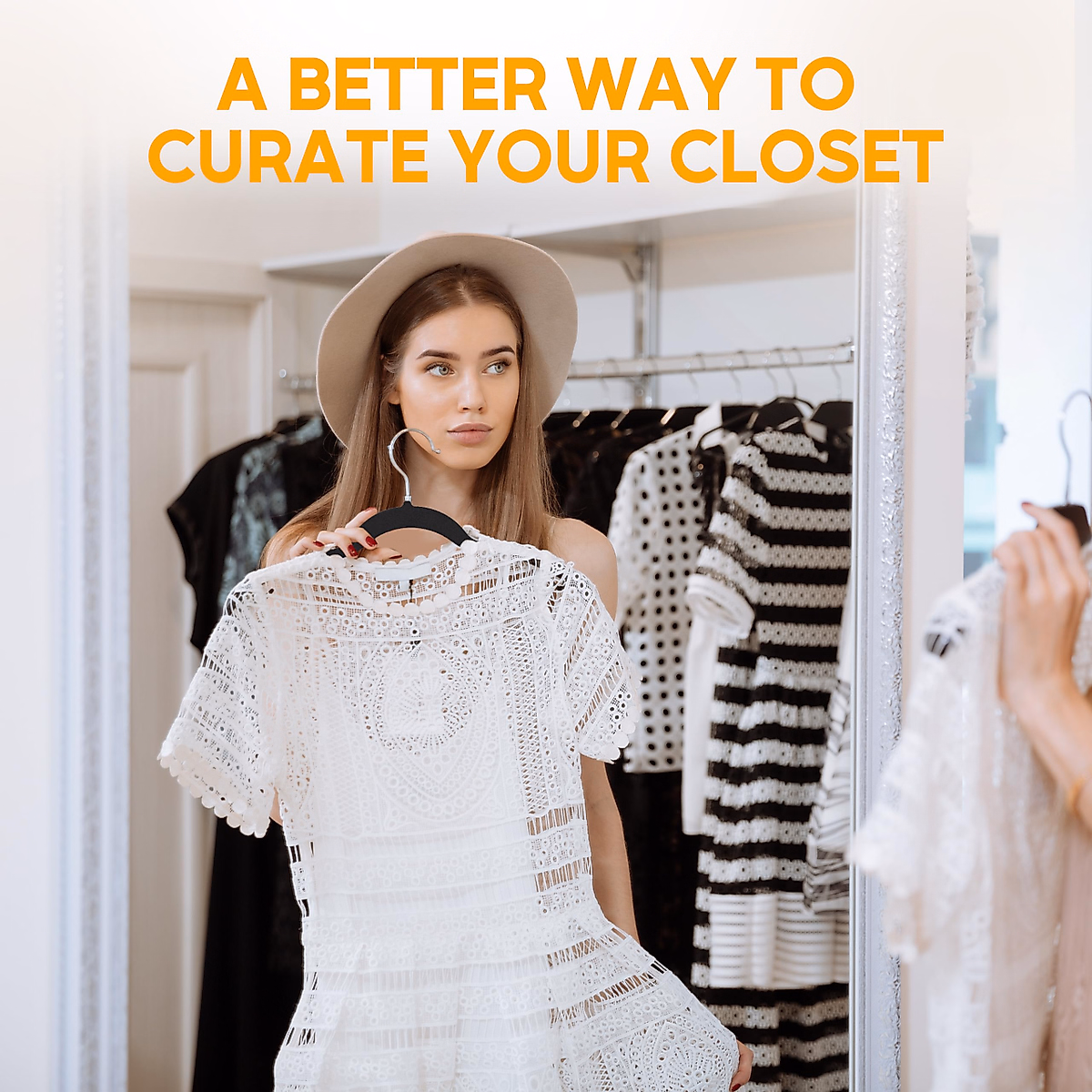 HealSmart 50 Pack Heavy Duty Velvet Hangers, Non-Slip Flocked Felt Hangers with Shoulder Notches, Hangers for Coats, Pants and Dress Clothes, Black