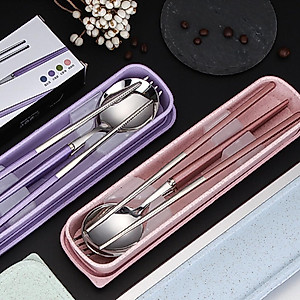 Sosoport 3 Pcs 304 Reusable Utensils Case Picnic Food Fork Rustproof Dinnerware Reusable Flatware Silverware Chopsticks Spoon Fork Silverware Cutlery Camping Cutlery Student Steak Portugal