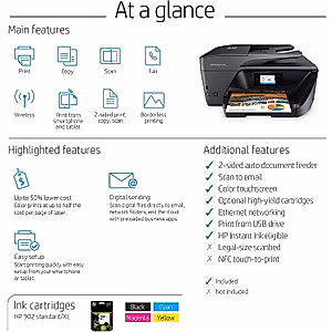HP OfficeJet Pro 6978 All-in-One Color Inkjet Wireless Printer for Home Office, Black - Print Scan Copy Fax - 600 x 1200 dpi, 20 ppm, 35-Sheet ADF, 2.65" Touchscreen Display, Auto Duplex Printing