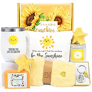Get Well Soon Gift Baskets for Women, 9pcs Care Package for Women, After Surgery Recovery Gifts for Women, Feel Better Gifts Thinking Of You Gifts - Sending You Sunshine Box for Sick Friend
