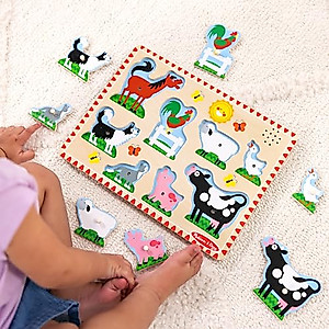 Melissa & Doug Farm Animals Sound Puzzle - Wooden Peg Puzzle With Sound Effects (8 pcs)