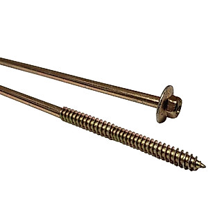 8" - Zinc Coated Rust Resistant Timber Tie - Heavy Duty 1/4" - Hex Head Structural Screw - 5/8" Wide Flange Head with coarse Thread for Secure Hold - Heavy Duty 3/16" Shank for Extra Strength (10)