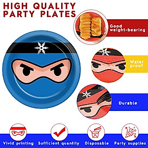Naozinebi 72PCS Ninja Birthday Plates Ninja Party Supplies Ninja Warrior Tableware Ninja Master Plates Karate Disposable Plate Dessert Paper Plates for Boys Girls Kids Baby Shower Favors 6.7*6.7inch