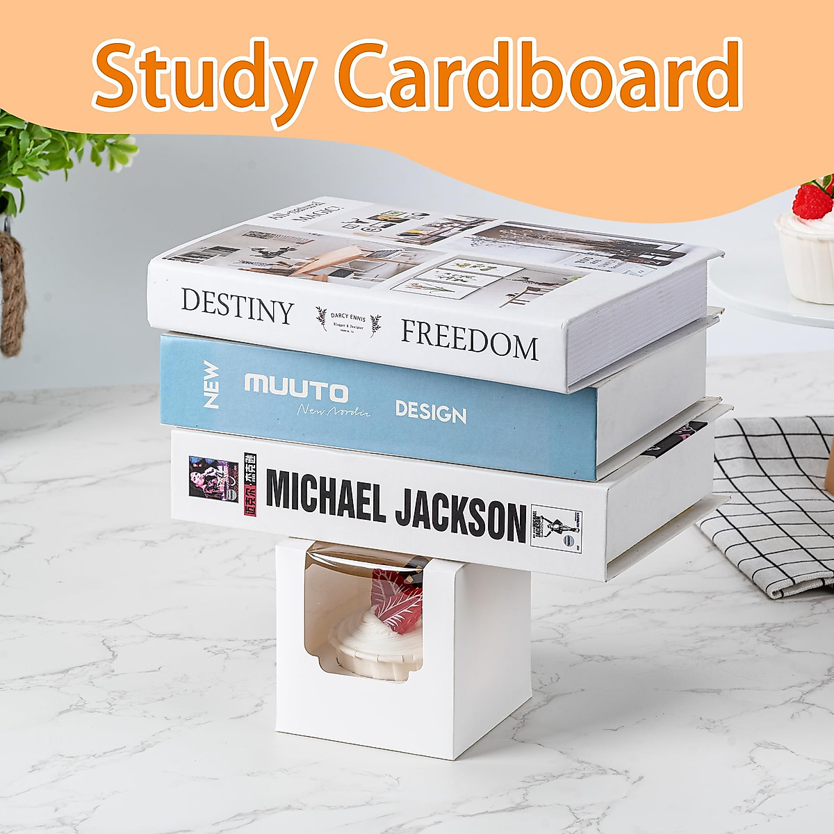 BOOMIBOO 50 Pack Individual Cupcake Containers, Cupcake Boxes with Window, Food Grade Cupcake Holders with Inserts, Stackable Deep Cupcake Carrier (White)