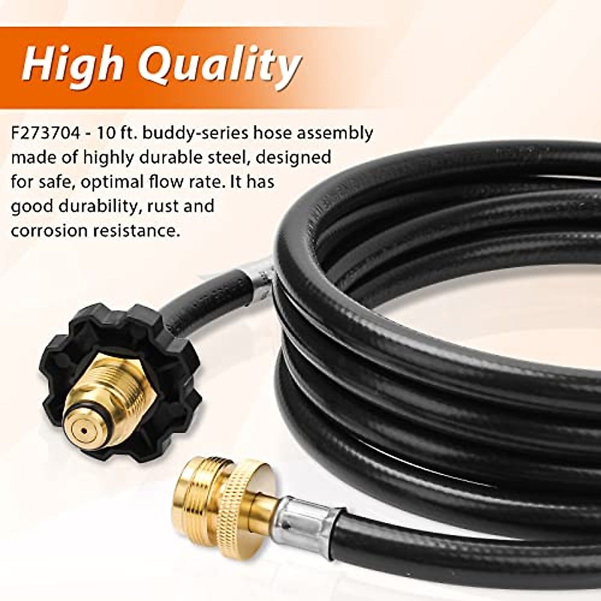 Ximoon F273704 Propane Hose Compatible with Mr. Heater Big Buddy Series Hose Assembly for Many Indoor/Outdoor Portable Propane Appliances, 10-ft