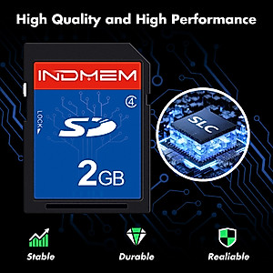 INDMEM SD Card 2GB Class 4 Flash Memory Card 2G SLC Stanard Secure Digital Cards (1PC)