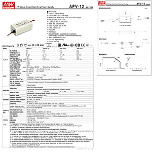 APV-12-15 15V 0.8A 12W LED Driver - Compact, Efficient, Reliable - Ideal for Signage and Displays